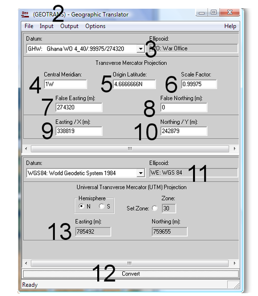 5.1.4 Convert point coordinates from Ghana War Office (feet) - LUPMISManual